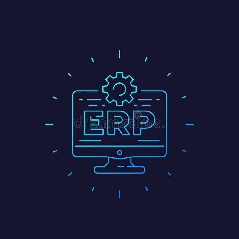 ERP Software Icon, Linear Style Vector Stock Vector - Illustration of ...