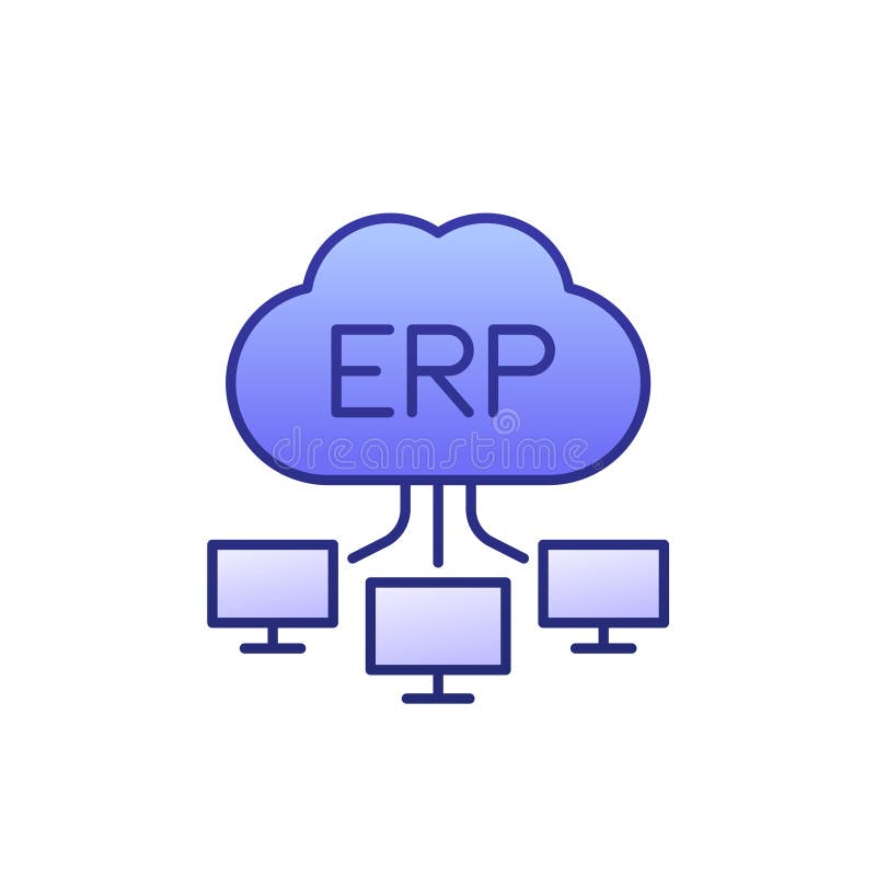 ERP Software Solutions Icon with Cloud Stock Vector - Illustration of ...