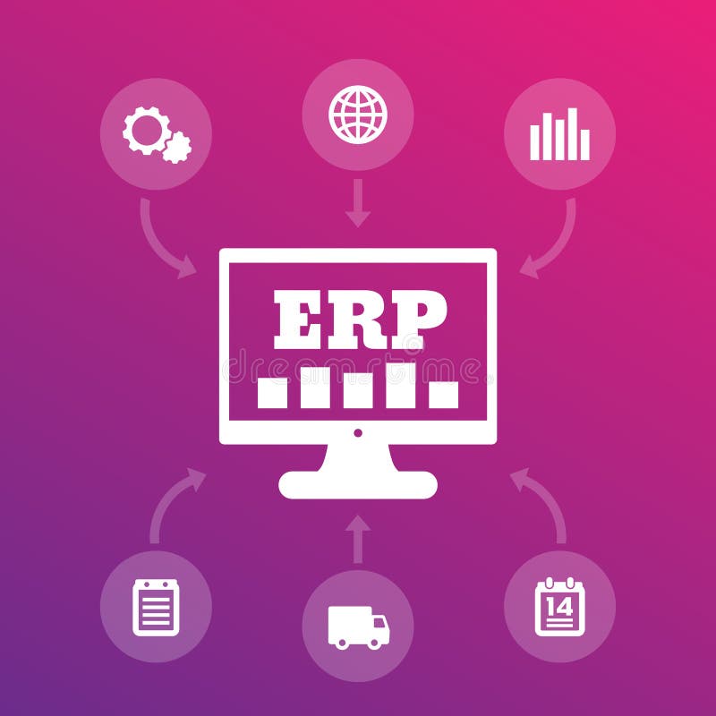 Erp Pictogram Enterprise Resource Planning Line Vector Illustratie ...