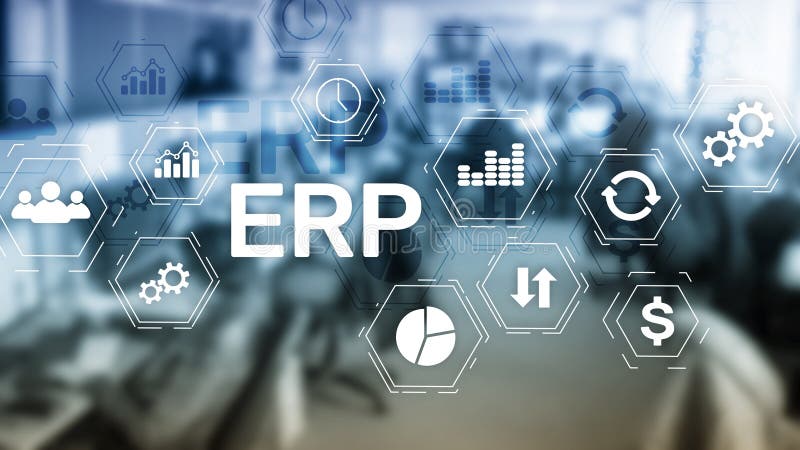ERP System, Enterprise Resource Planning on Blurred Background ...