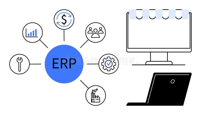 ERP System Integration with Business Process Modules and Tools for Data Management Stock Vector ...