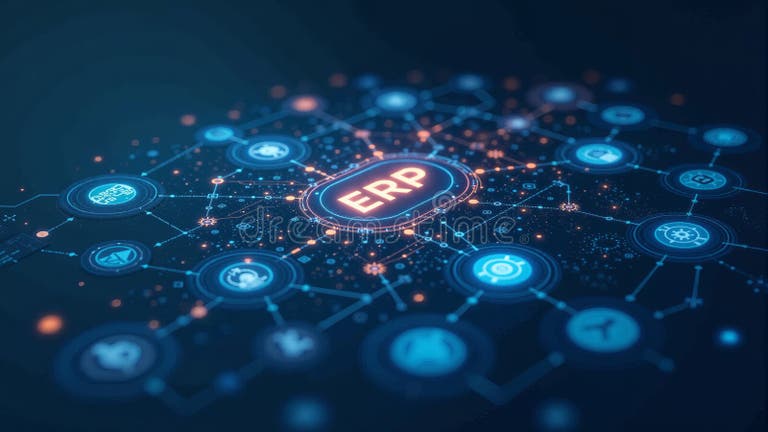 ERP System Network Concept stock illustration. Illustration of ...