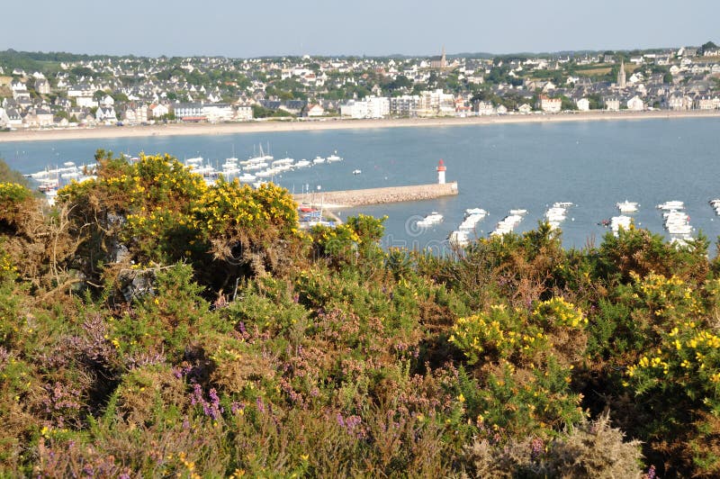 Erquy Harbor Seen from Headland Stock Image - Image of blue, littoral ...