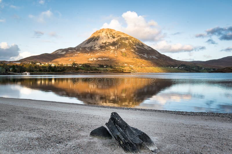 Errigal Mountain and Beach stock photo. Image of beautiful - 163764312