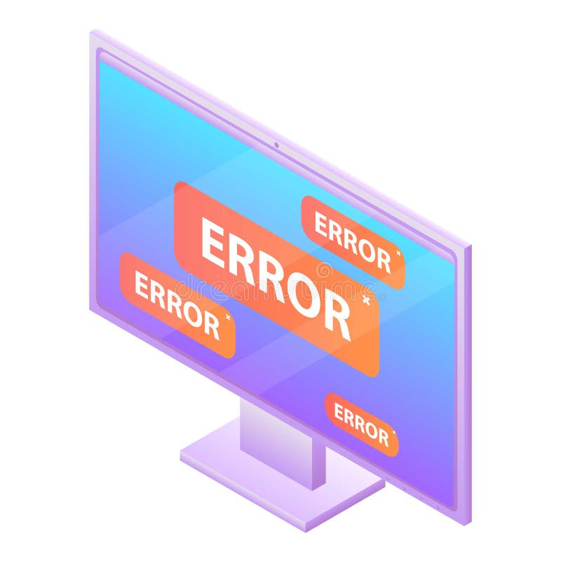 Error Computer Monitor Icon, Isometric Style Stock Vector ...