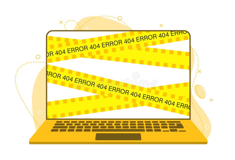 An Error on the Laptop Screen. Broken Device Needs Repair Illustration ...
