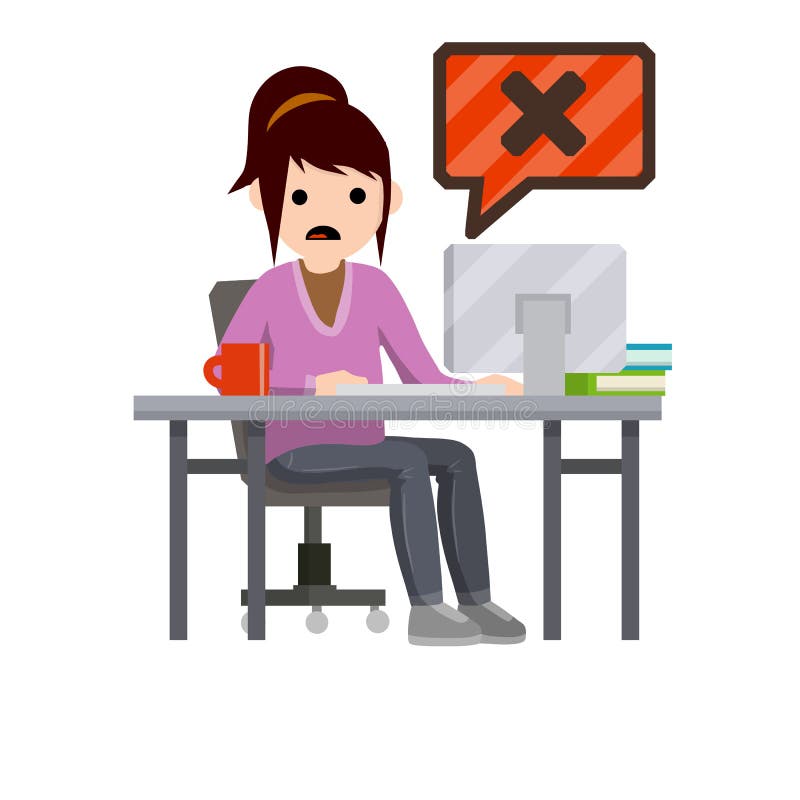 Error Message in Computer. Shocked Woman Stock Vector - Illustration of ...