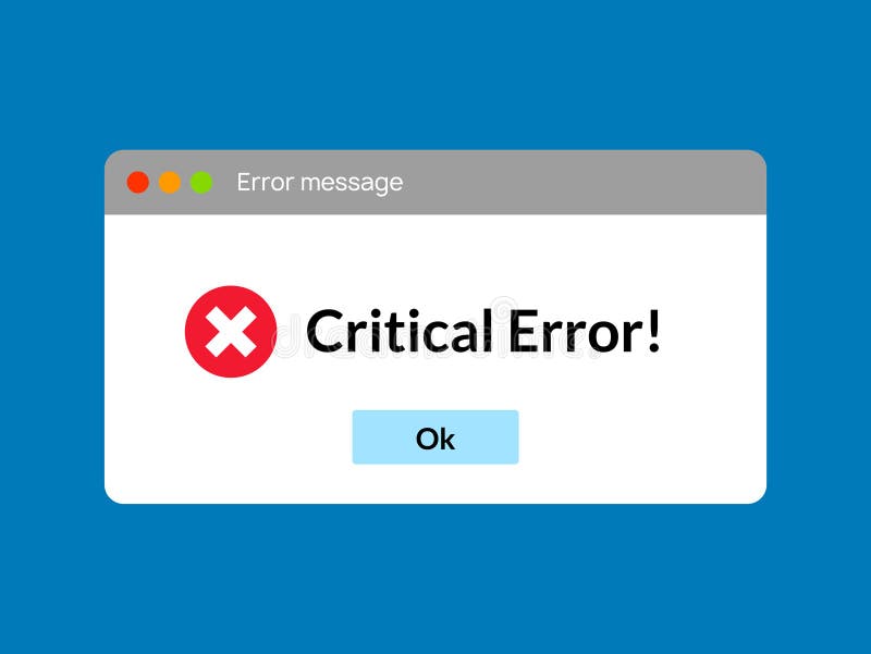 Error Message Computer Window Alert Popup. System Error Vector Icon ...