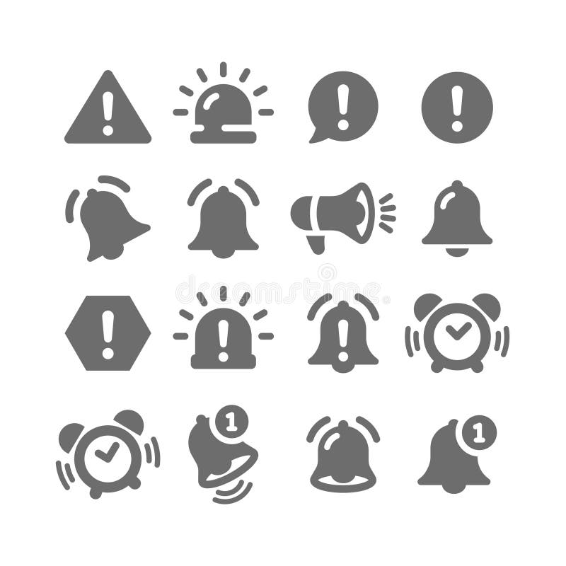 Error Message and Signal, Notification Icon Set Stock Vector ...