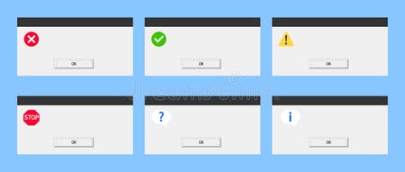 Error Message, Warning Windows and System Dialog Box Stock Vector ...