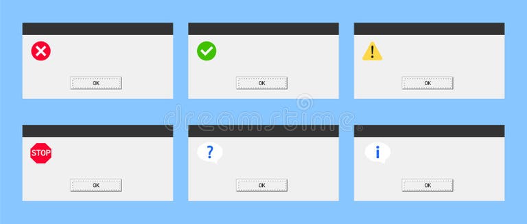 Error Message, Warning Windows and System Dialog Box Stock Vector ...