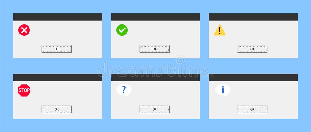 Error Message, Warning Windows and System Dialog Box Stock Vector ...