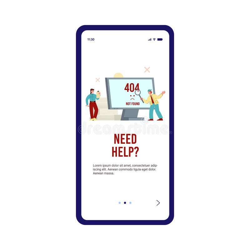 Mobile App Operating System Error Web Banner Mockup, Flat Vector ...