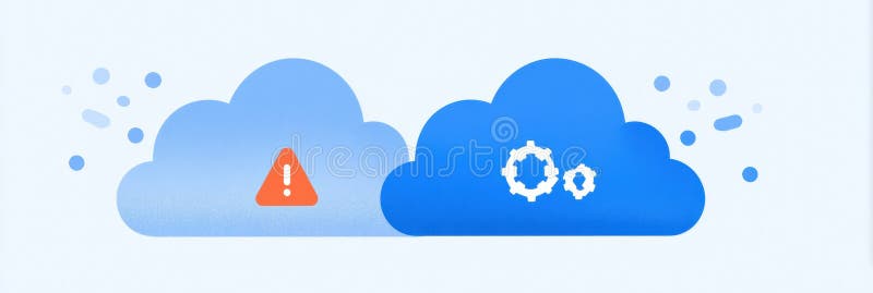 Cloud Upload Process Error Visual with Blinking Symbols and Organized ...
