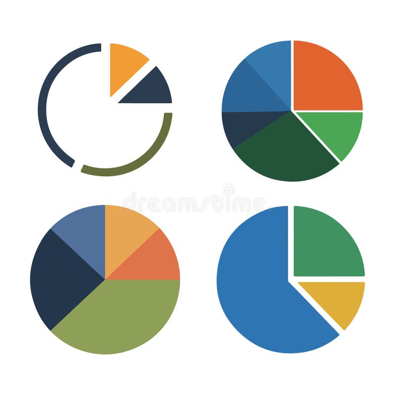 Four Colorful Pie Charts with Segments Graphic Data Stock Illustration ...