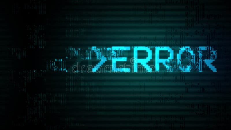 Error Text on Broken Noisy Computer Screen with Noise and Glitches ...