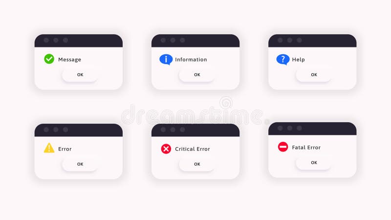 Error Warning Message. Help Information Notification Popup Frame Stock ...