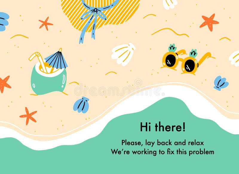 Error Web Page with Vacation on the Beach, Summer Theme Background ...
