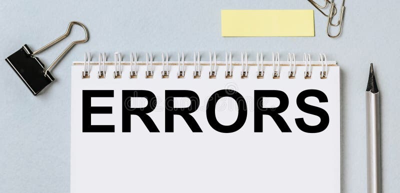 ERRORS. Flat Layout of Office Workplace with Stationery Stock Photo ...