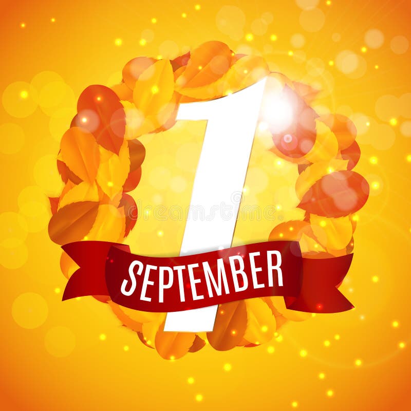 Erste am 1. September Schablonen-Vektor-Illustration Vektor Abbildung ...