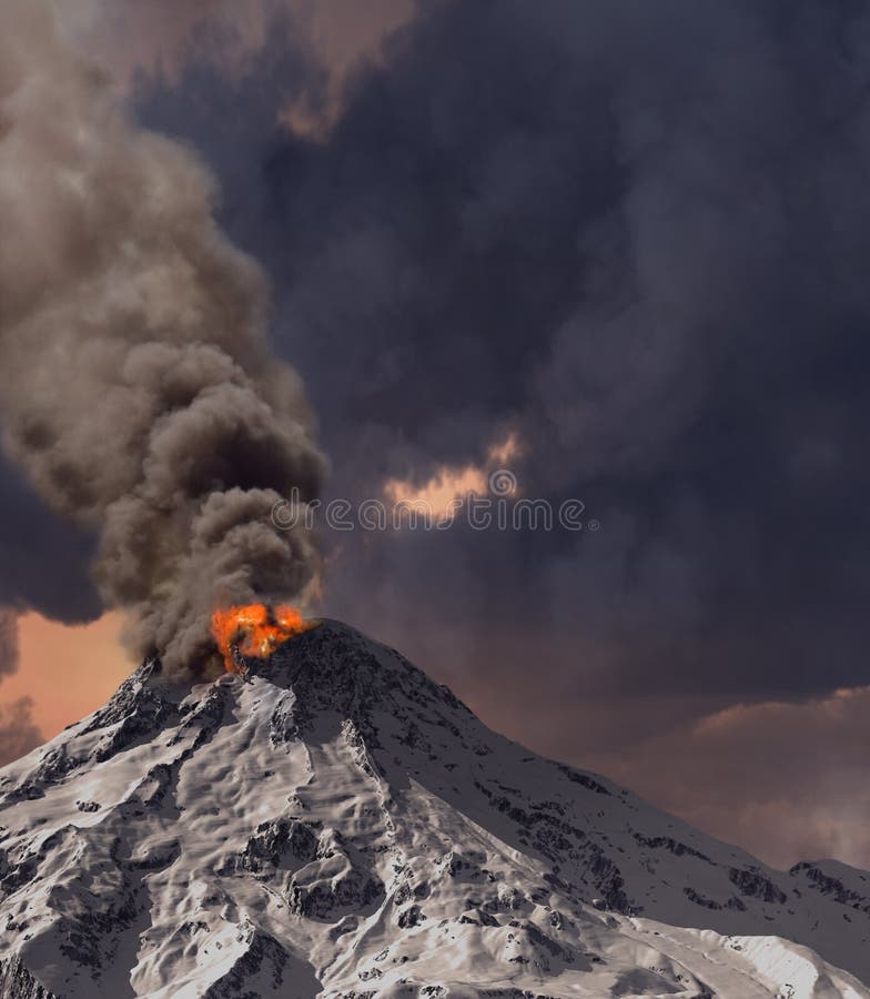 Erupting of volcano stock illustration. Illustration of flow - 13878541