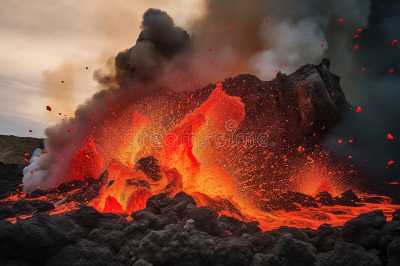 Erupting volcano stock illustration. Illustration of smoke - 276714334