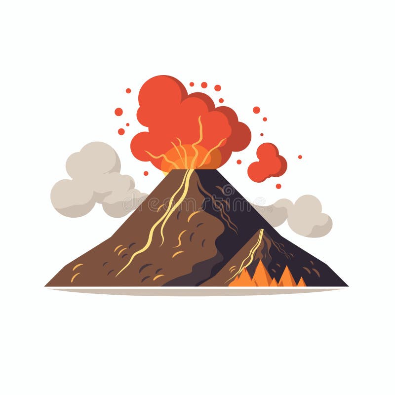 Erupting Volcano with Ash and Lava Clouds Above Stock Vector ...