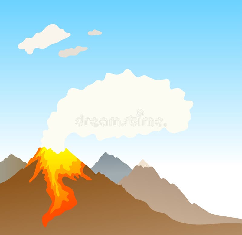 Erupting Volcano Background Illustration Stock Vector - Illustration of ...