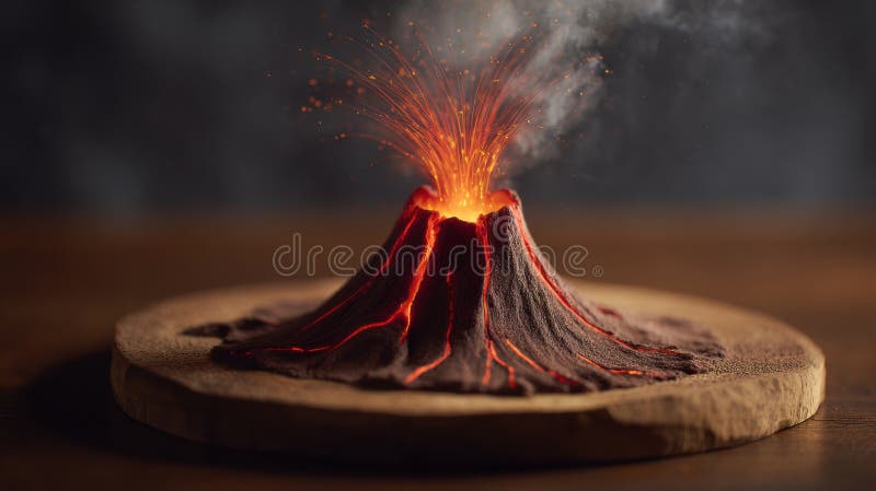 Erupting Volcano Concept in Stylized 3D Clay Captures the Dynamic ...