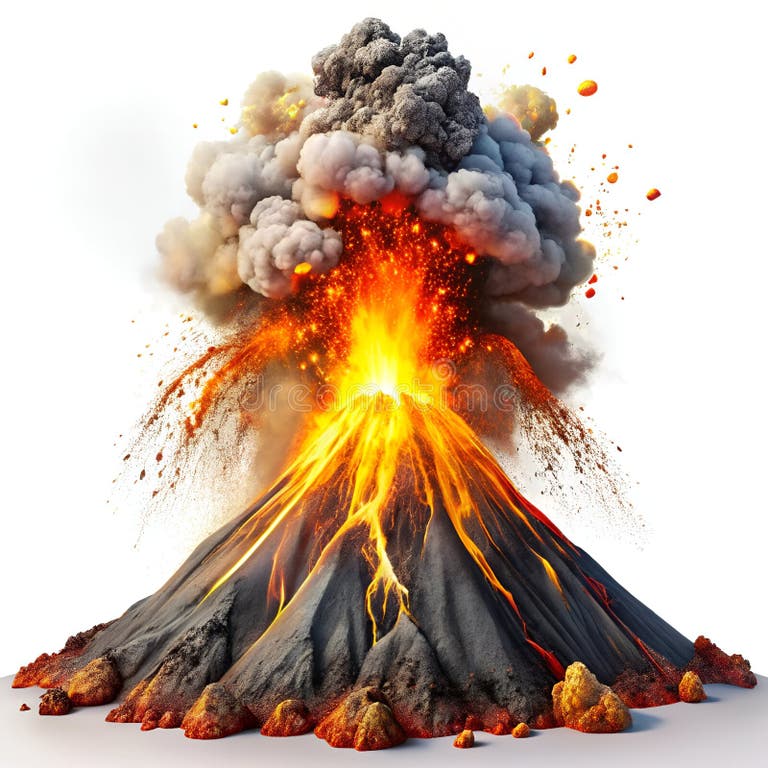 Erupting Volcano Lava Explosion Stock Illustration - Illustration of ...