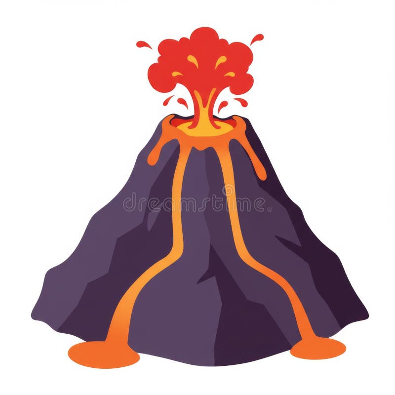 Erupting Volcano with Lava Flow Illustration Stock Illustration ...