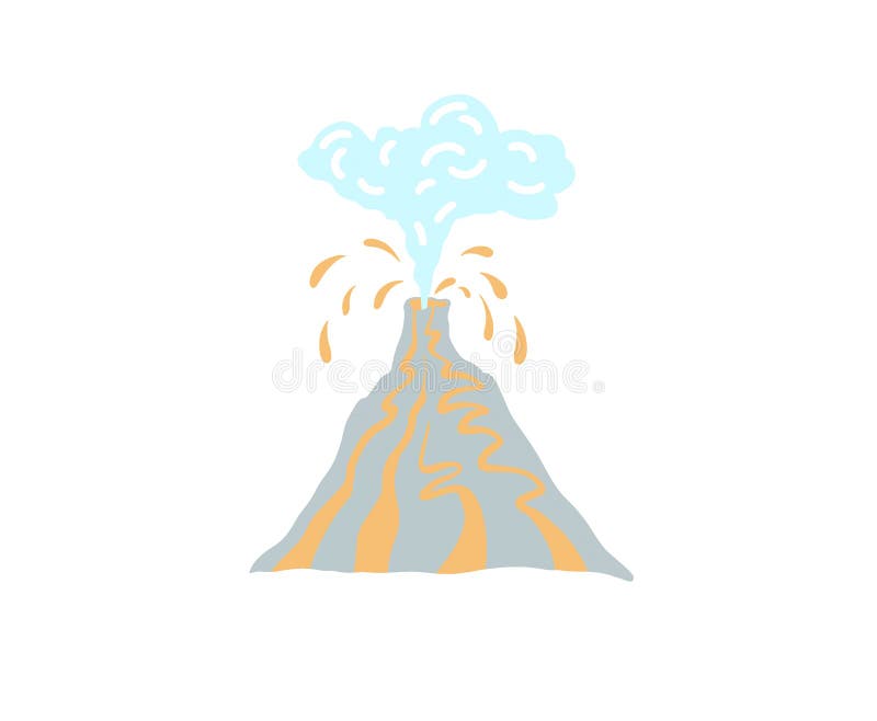 Erupting Volcano with Smoke and Lava Splashes, Vector Illustration ...