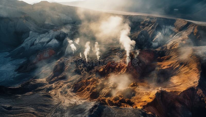 The Erupting Volcano Spews Smoke, Ash, and Dangerous Heat Generated by ...