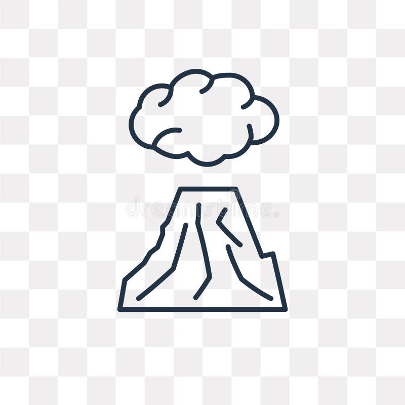 Erupting Volcano Vector Icon Isolated on Transparent Background, Linear ...