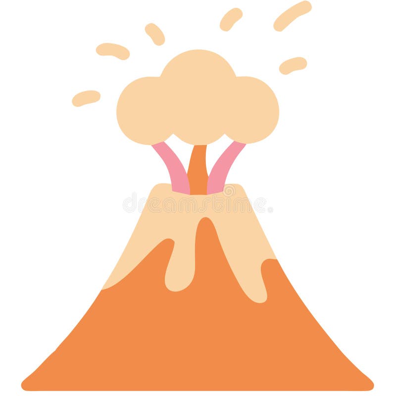 Erupting Volcano Vector Illustration with Smoke and Lava Stock ...