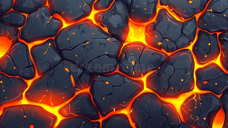 An Eruption of a Dynamic Volcano with Colored Lava with Glowing Orange ...