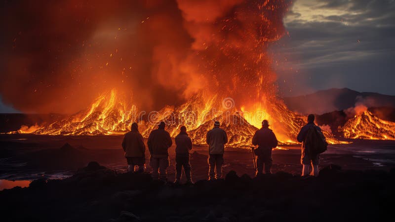 Eruption fire volcano stock illustration. Illustration of rhyolite ...