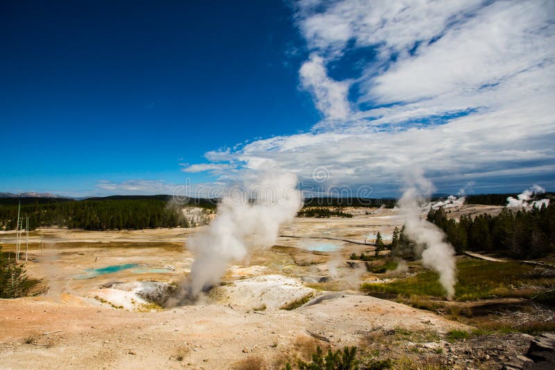 Eruption of the Geothermal in Yellowstone Park Stock Photo - Image of ...