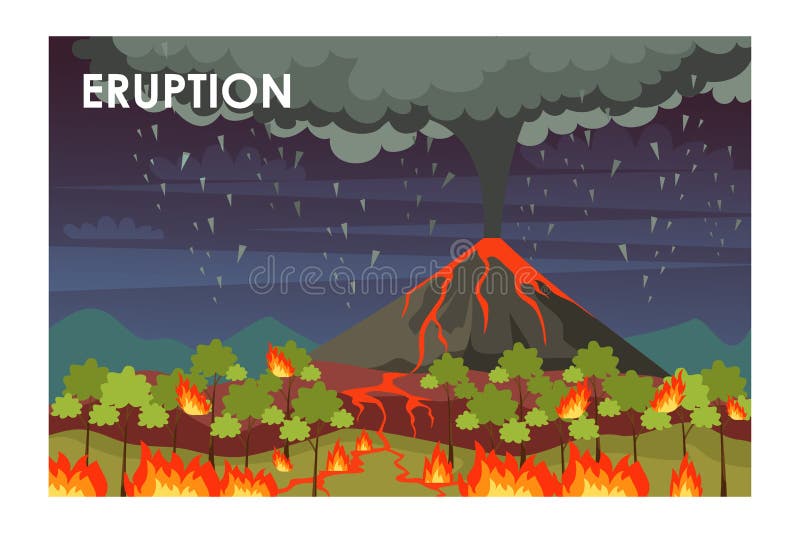 Eruption Process Flat Vector Illustration Stock Vector - Illustration ...