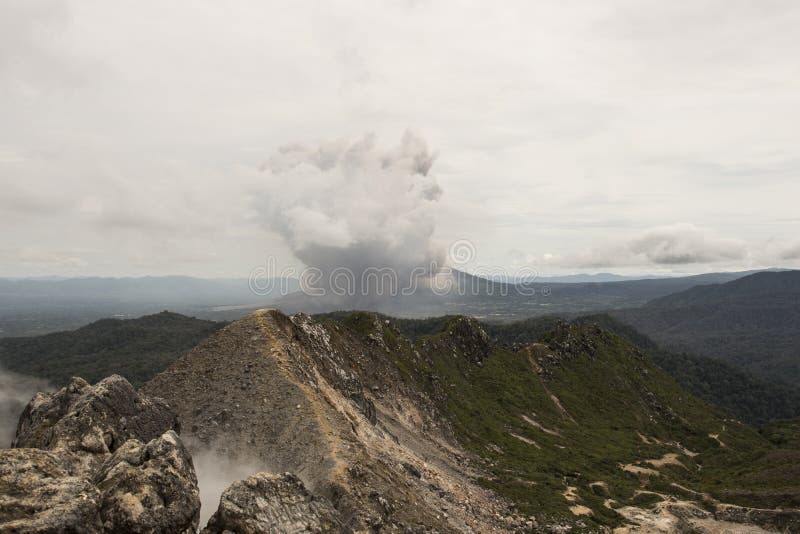 Eruption of Sinabung Volcano, Sumatra Stock Photo - Image of eruption ...