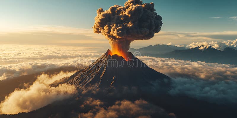Eruption Volcanic Landscape Photography Dramatic Aerial View of a ...