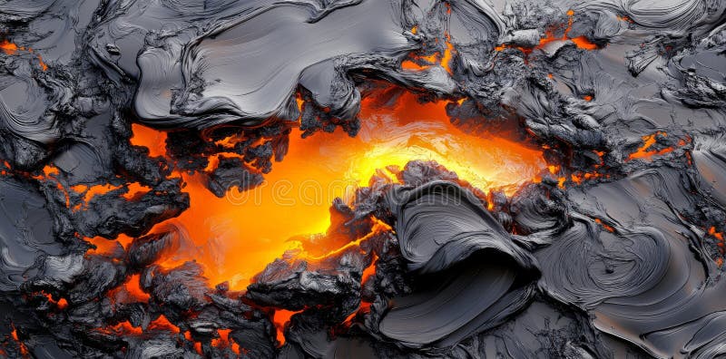 During Eruptions in an Active Geological Zone, Flowing Lava Forms ...
