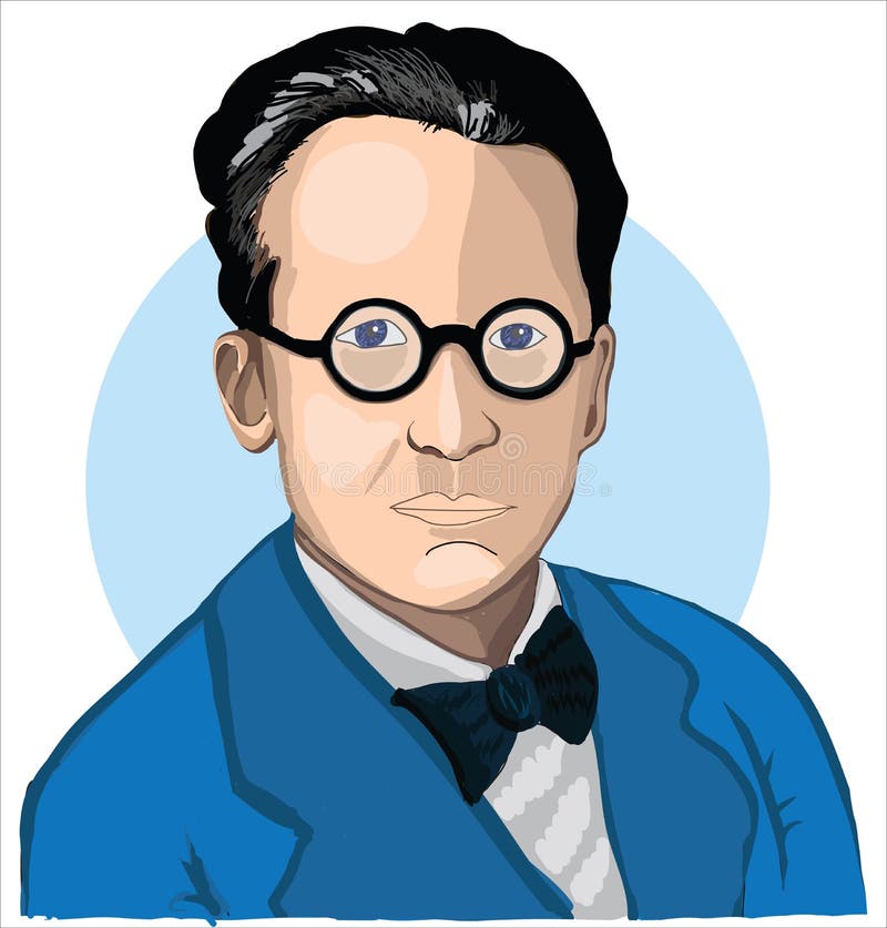 Erwin Schrodinger Vector Sketch Portrait Editorial Image - Illustration ...