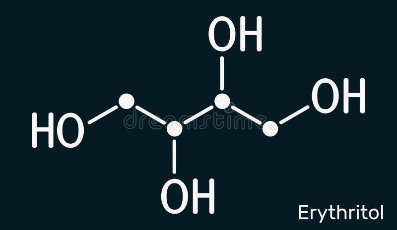 Erythritol Molecule, Structural Chemical Formula, Ball-and-stick Model ...