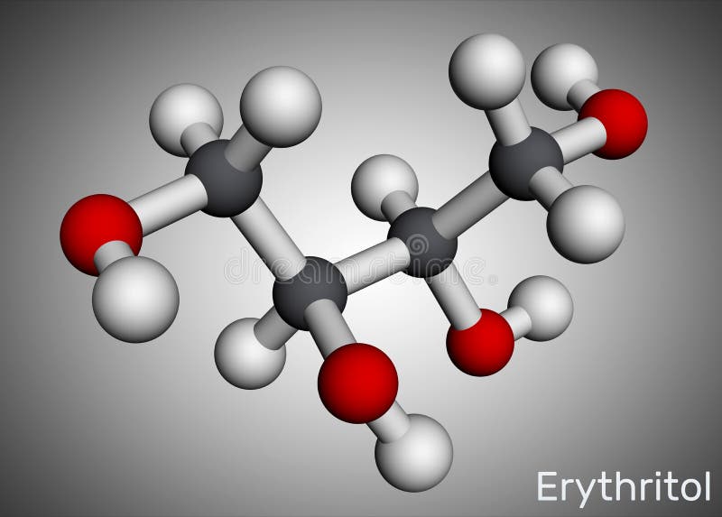 Erythritol Molecule, Structural Chemical Formula, Ball-and-stick Model ...
