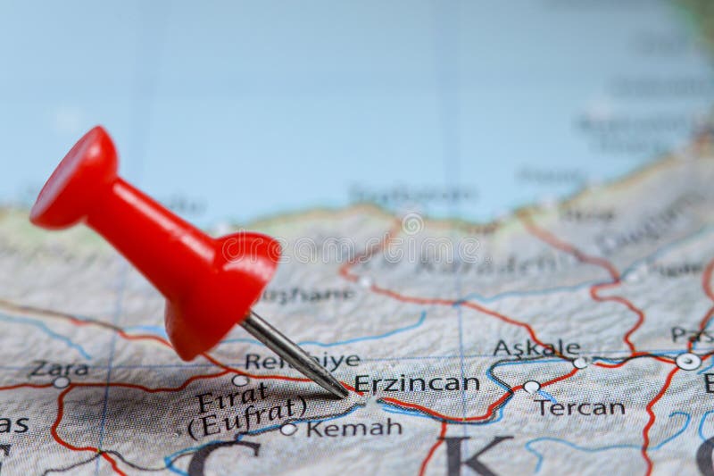 Erzincan, Turkey Pin on Map Stock Image - Image of destination, city ...