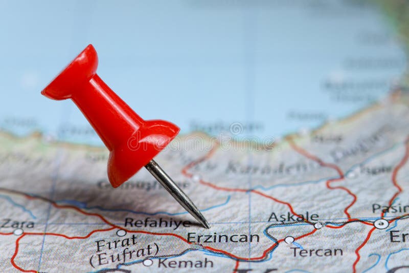Erzincan, Turkey Pin on Map Stock Photo - Image of cartography, east ...