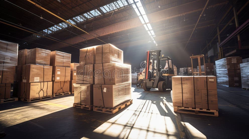 Es box in warehouse stock illustration. Illustration of sunlight ...