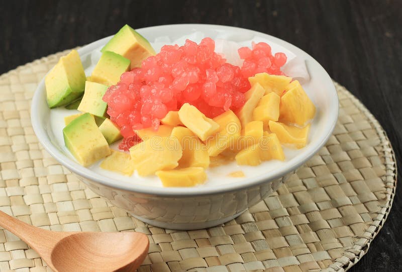 Es Campur or Es Oyen is Mix Fruit with Shaved Ice Stock Photo - Image ...