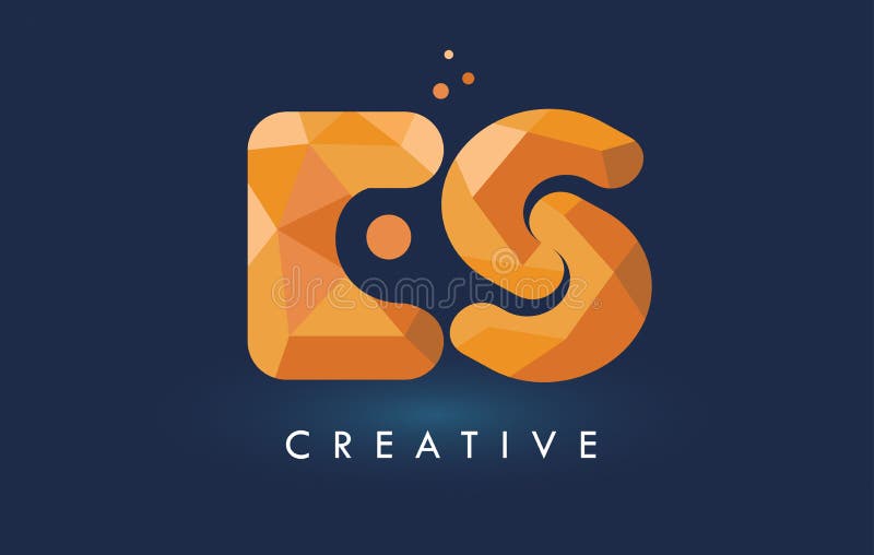 ES Letter with Origami Triangles Logo. Creative Yellow Orange or Stock ...